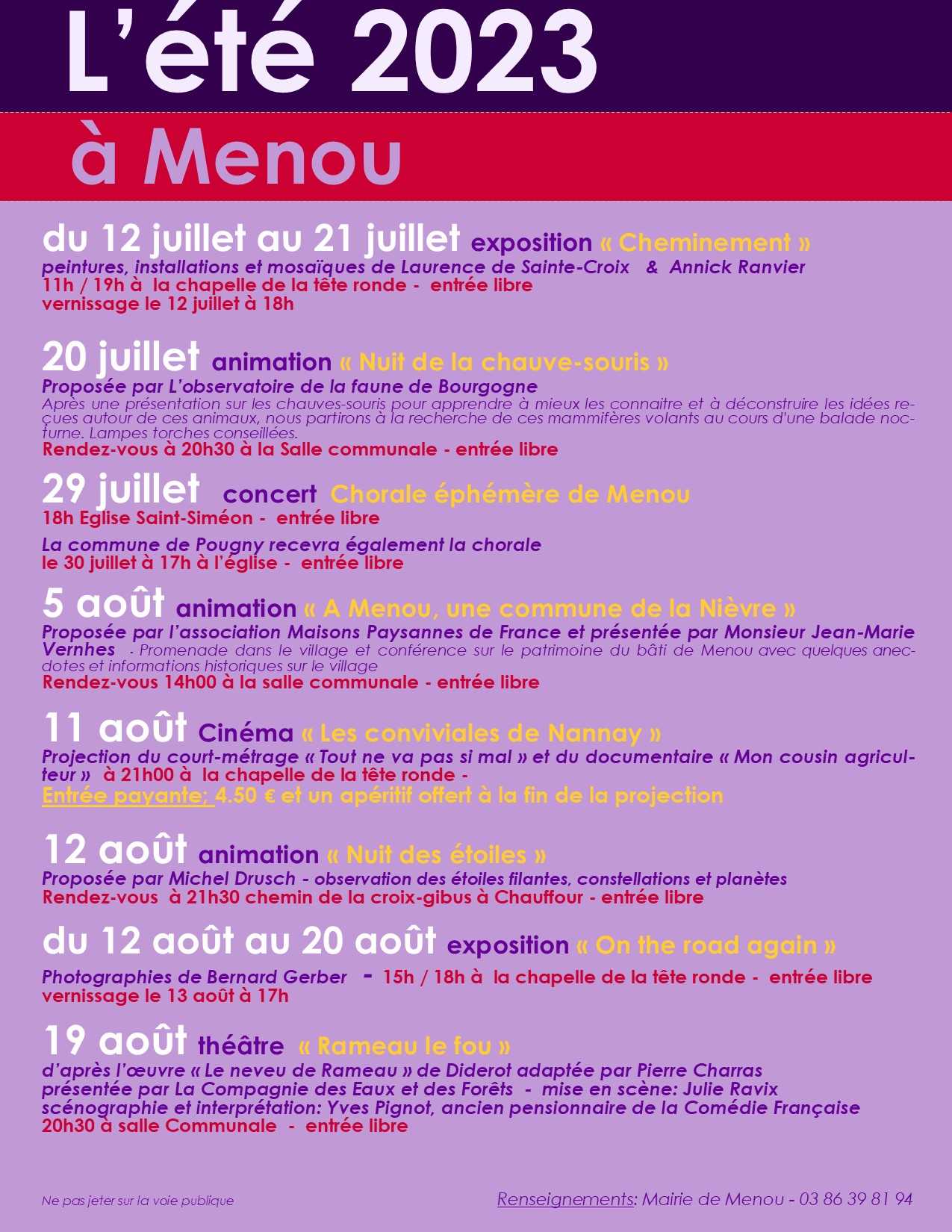 L’été à Menou – mise à jour | Menou